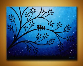 Blue canvas art | Etsy