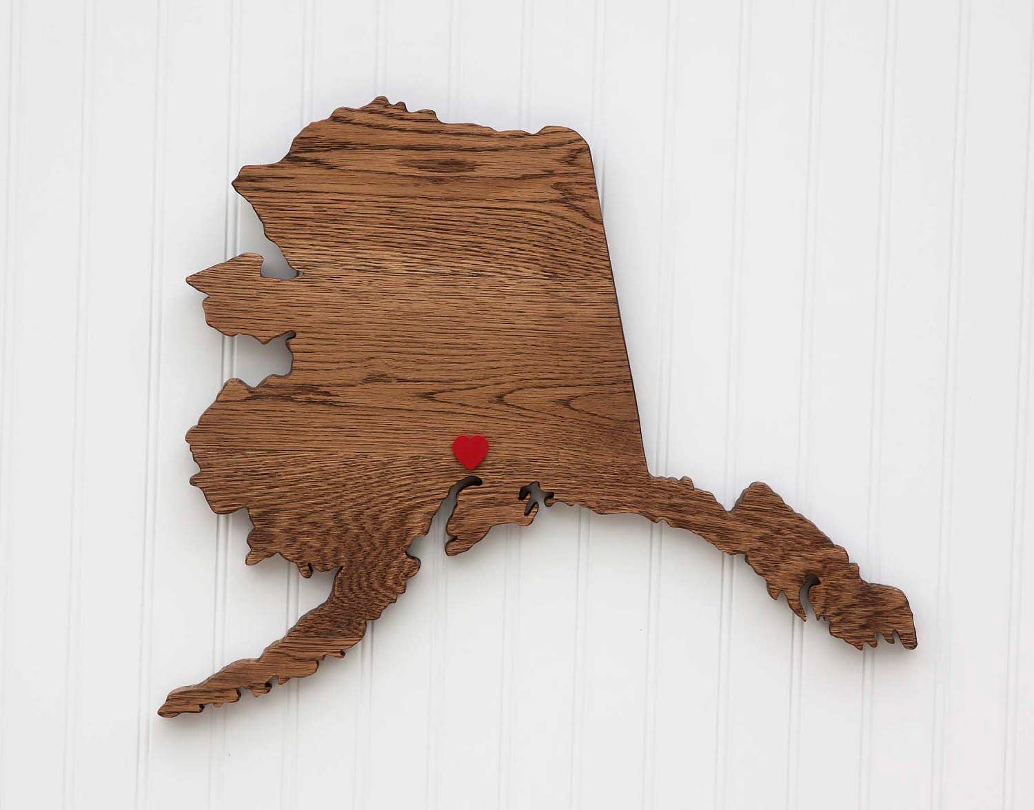Alaska state shape wood cutout sign wall art with star or