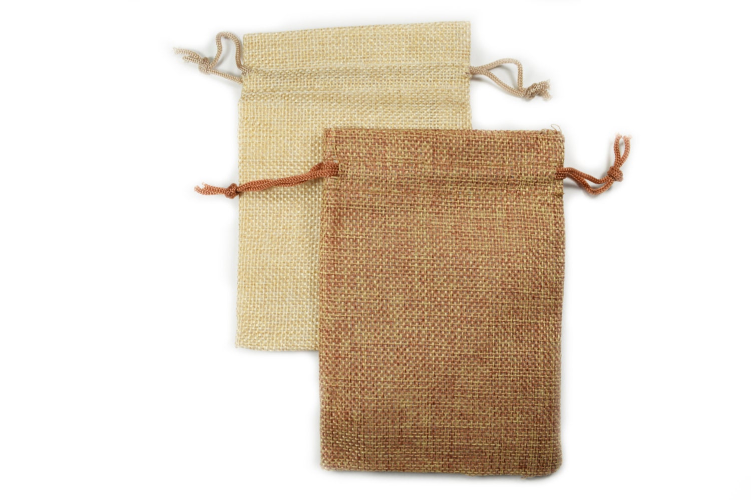 10 Drawstring Burlap Bags 5x3.5 in. Packing Pouches Wedding