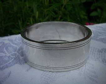 Wide silver bangle | Etsy