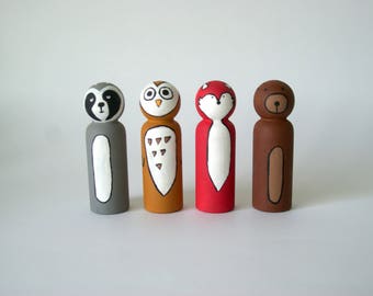 Animal peg doll | Etsy