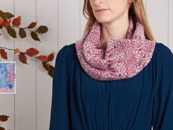 Purple snood Fair Isle snood infinity scarf loop scarf