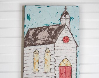 Church painting | Etsy