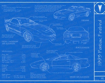 1977 Pontiac Firebird / Trans Am blueprint poster