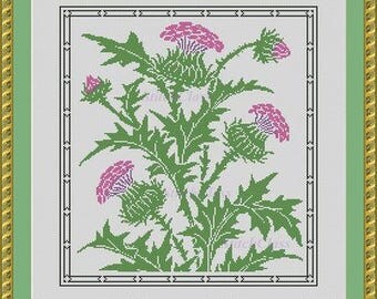 Thistle cross stitch | Etsy