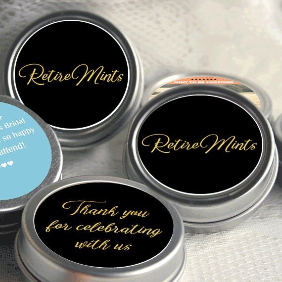 12 Retirement Mint Tins - RetireMints - Black & Gold - Retirement ...