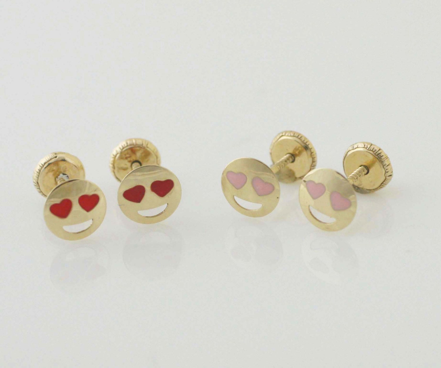 14K Love Emoji Stud Earrings Heart eyes emoji Earrings 14K