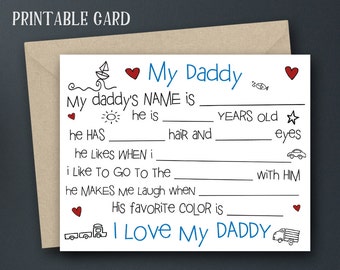 Printable Father's Day Card for Dad Gifts from Kids