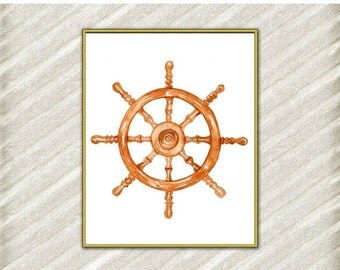 Ship wheel print | Etsy