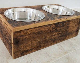 Rustic dog feeder | Etsy