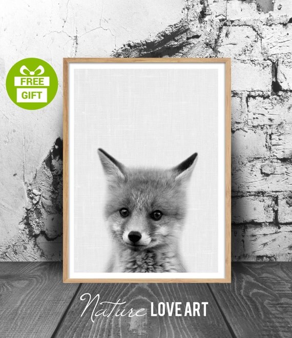 Fox Cub Print Woodlands Nursery Decor Baby Animal Poster