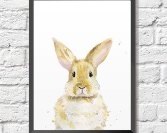 Watercolor bunny | Etsy
