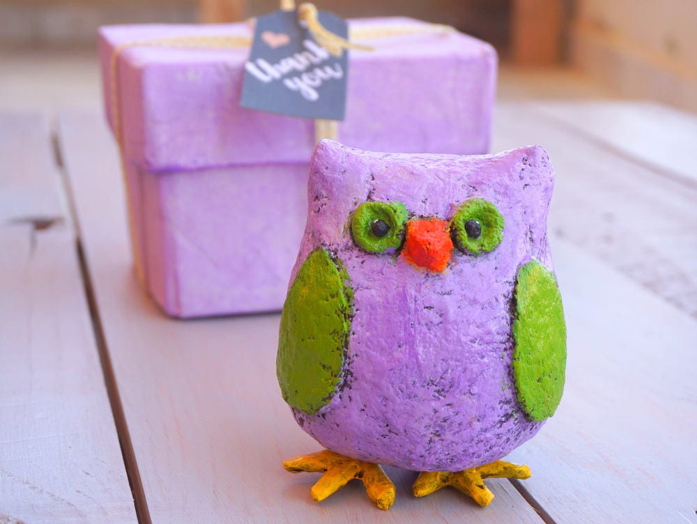 Cute Owl Decor Nursery Decor Paper Mache Owl Owl Figurine