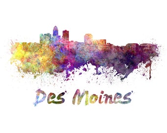 Des moines skyline | Etsy
