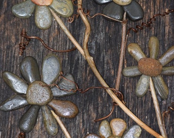 Pebble art flowers | Etsy