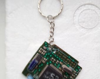 Circuit Board Keychain with Moon and Stars lights up