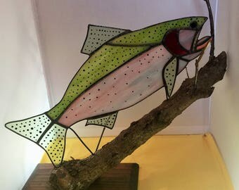 Stained Glass Trout Rainbow Trout Fish Unique Home Decor