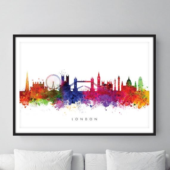 London Skyline London Cityscape England Art Print Wall Art