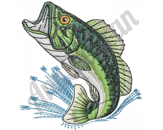 Bass Machine Embroidery Design Fishing Embroidery