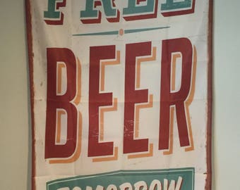 Free Beer Tomorrow Sign Hanging Wooden Beer Sign Rustic
