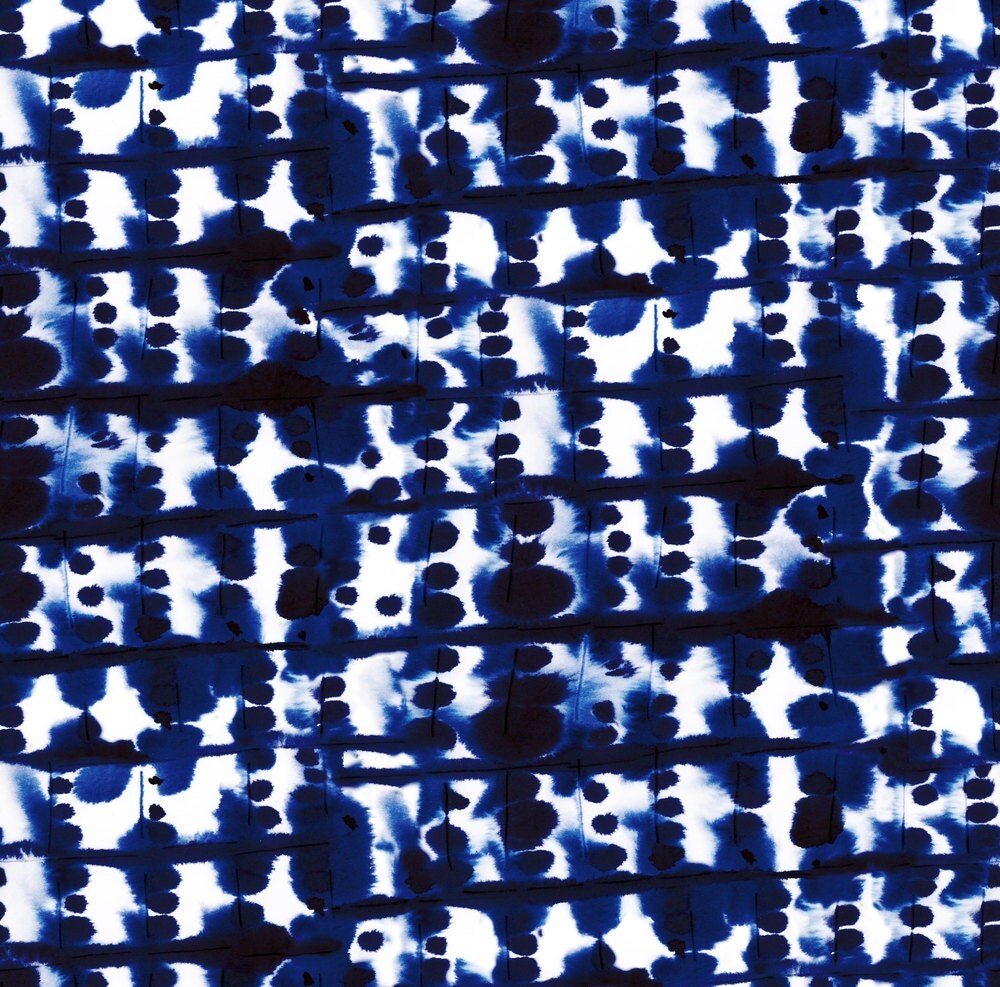 Blue Indigo White Tie Dye Fabric Printed By Spoonflower BTY EBay
