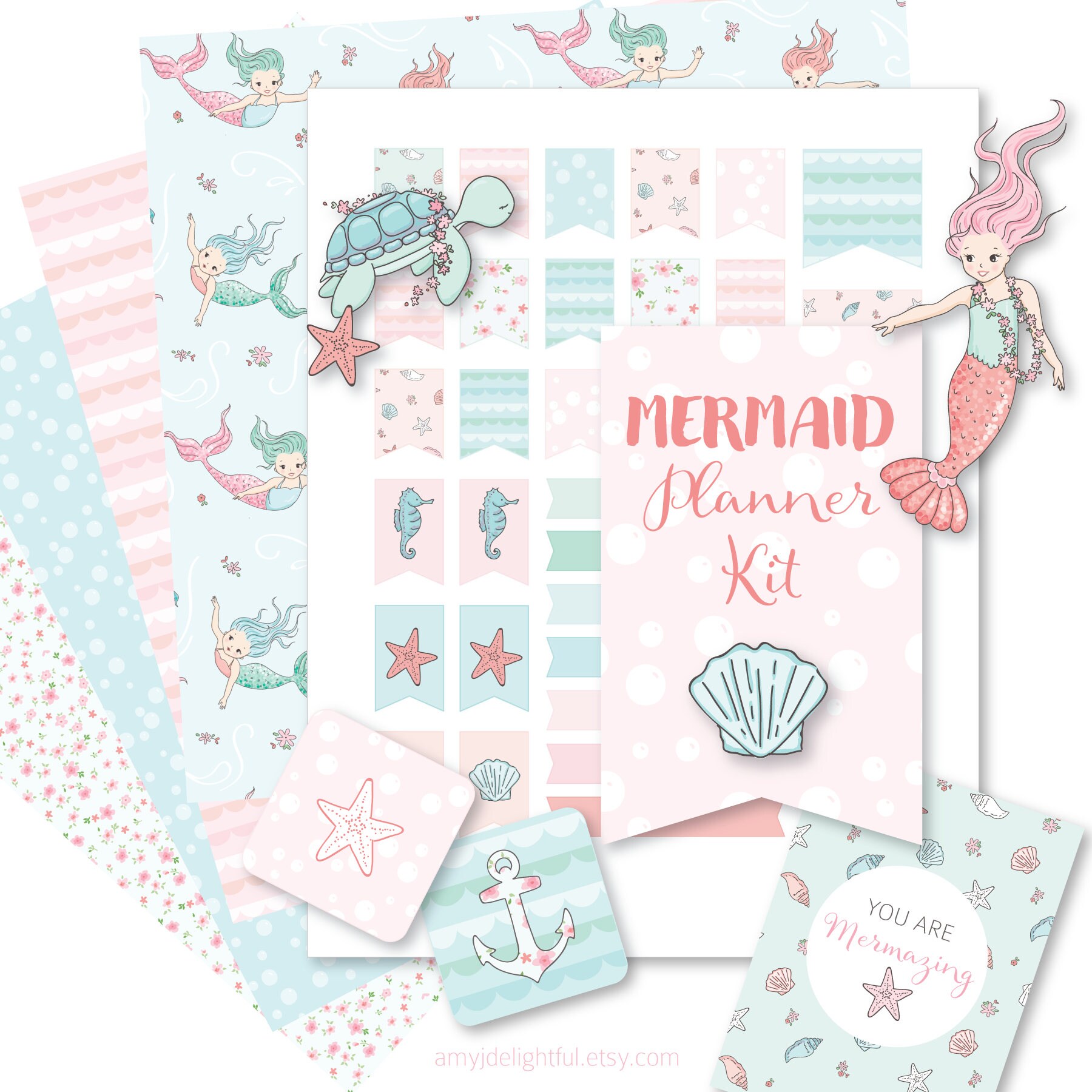Printable MERMAID Planner KitDigital File Instant Download