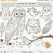 SALE Owl Digital Stamp Outline Cute Woodland Owl by FishScraps
