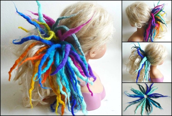 felted dreads attached to ponytail elastic 10x dreadlocks
