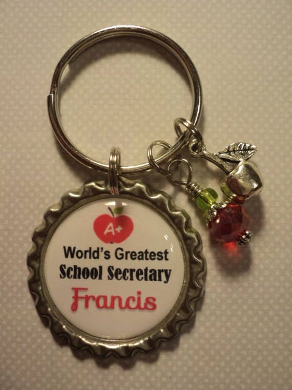 Personalized School Secretary key chain with charms