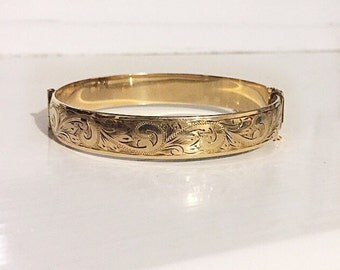 Solid gold bangle | Etsy