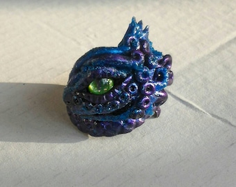 Silver Sapphire Dragon Ring