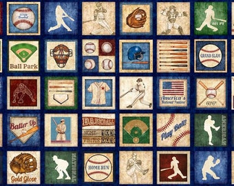 Baseball quilt panel | Etsy