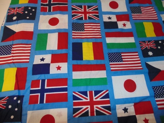 International Flags design cotton yardage quilting fabric