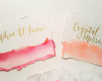 Watercolor name card | Etsy