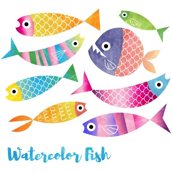 Watercolor Fish Clipart / Watercolour Clip Art