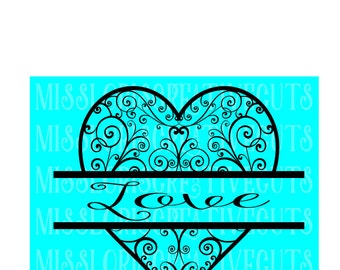 Filigree heart svg | Etsy