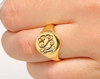 Unique monogram signet ring related items | Etsy