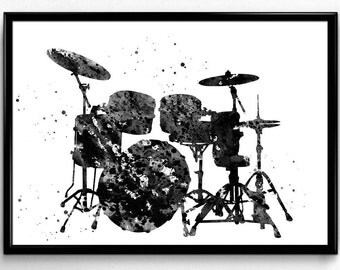 Drum kit poster | Etsy