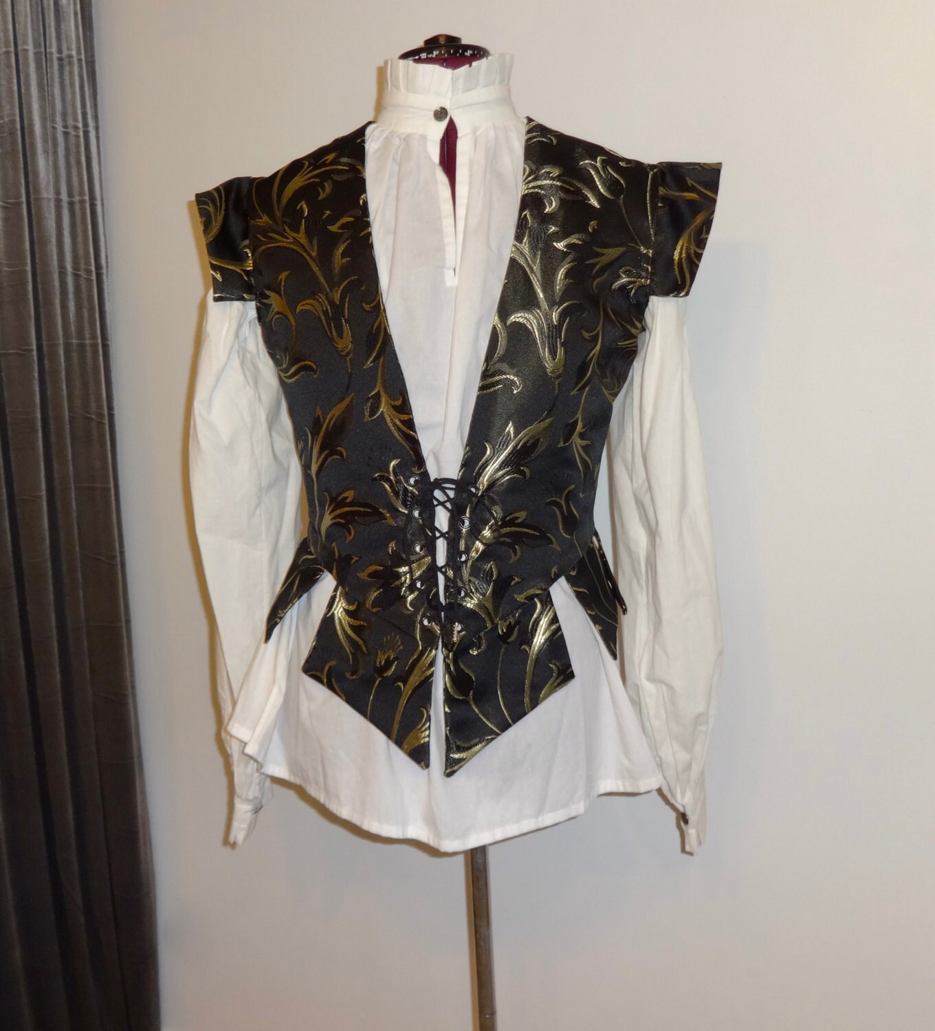 Readymade Renaissance Jerkin Black & Gold Jacquard Sz M