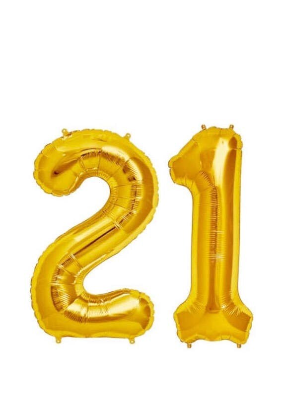 GOLD 21 Balloon Gold Large 21 21st Birthday Photo Prop