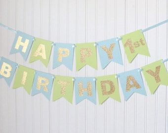 Blue green banner | Etsy