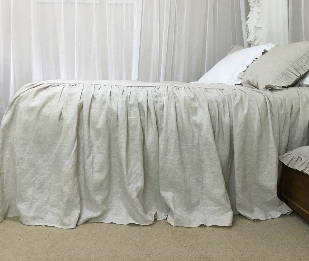 Bedspread with gathered ruffle fall ruffle by CustomLinensHandmade