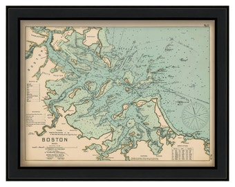 Boston Harbor Historical Map 1864