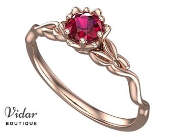 Rose gold ruby ring | Etsy