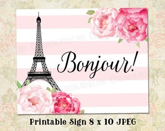Bonjour sign | Etsy