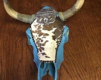 Decorated cow skull | Etsy