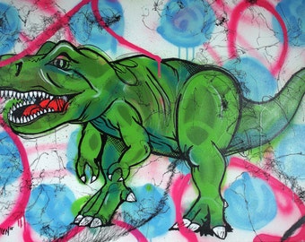 T rex painting | Etsy