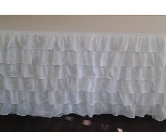 Items similar to Ombre ruffle tablecloth blue/aqua, pink or yellow on Etsy