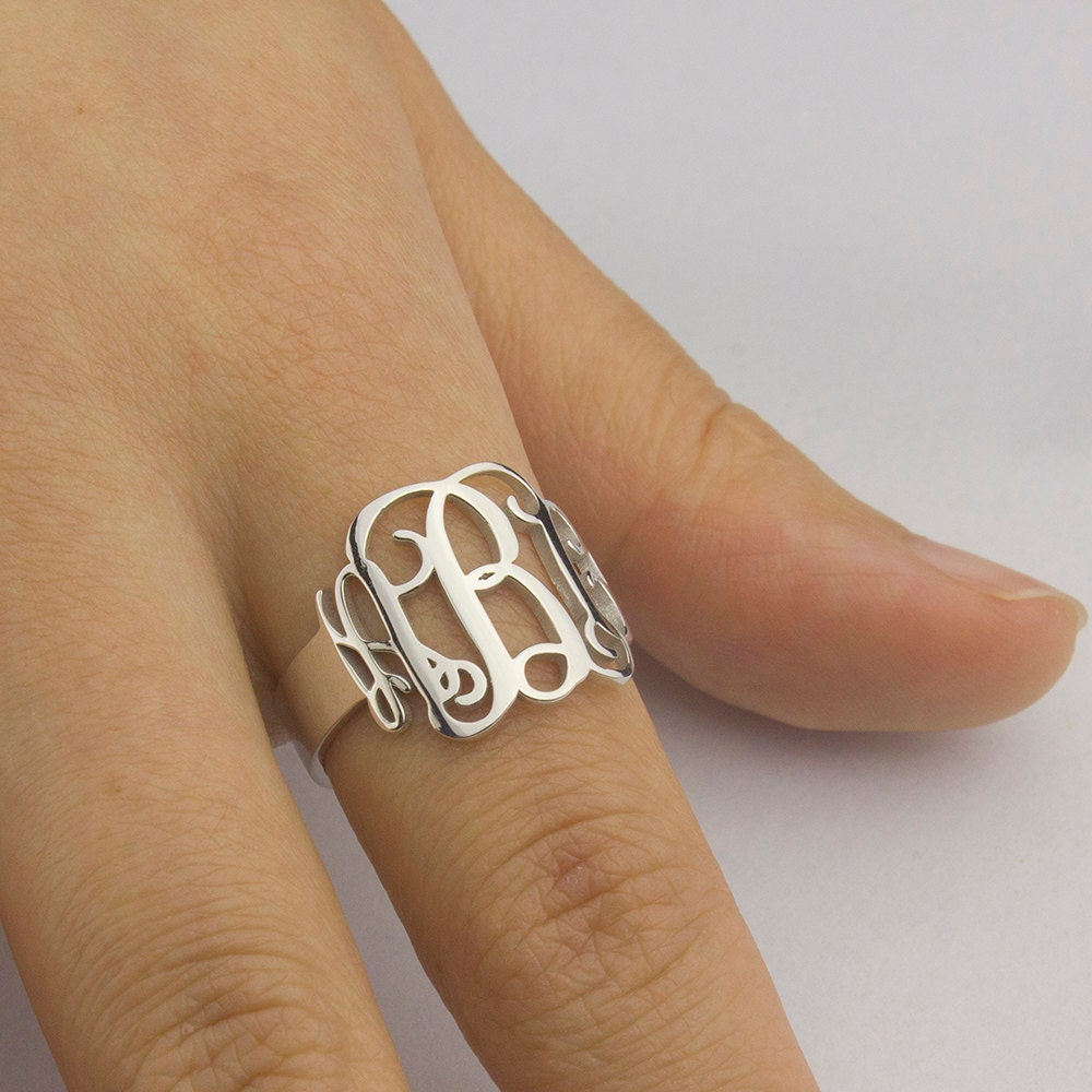 Initial Monogram Ring Personalized Monogram Ring Three Initial