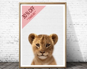 Lion cub wall art | Etsy